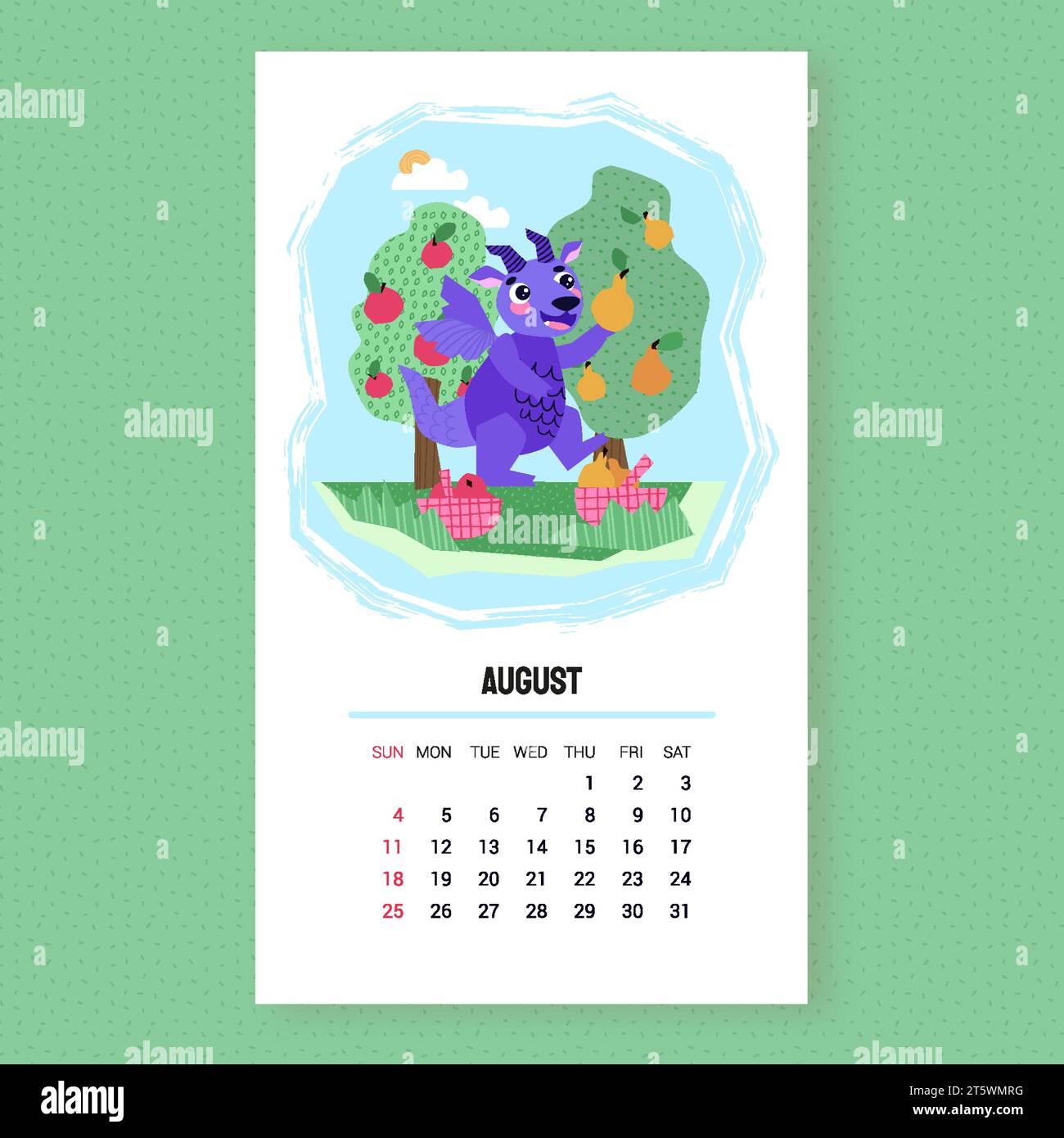 Dragon harvesting in an orchard. August. Summer time. Apple and pear ...