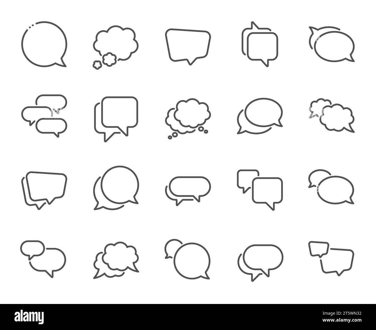 Speech bubbles line icons. Social media message, comic bubbles and chat. Vector Stock Vector ...