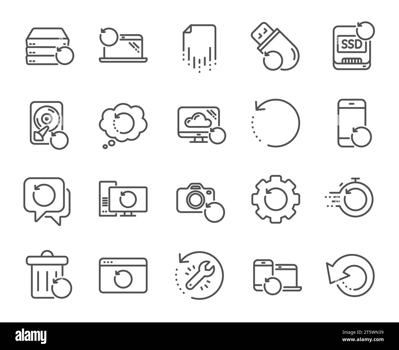 Recovery line icons. Backup, Restore data and recover document. Vector ... Recovery line icons. Backup, Restore data and recover document. Vector ...