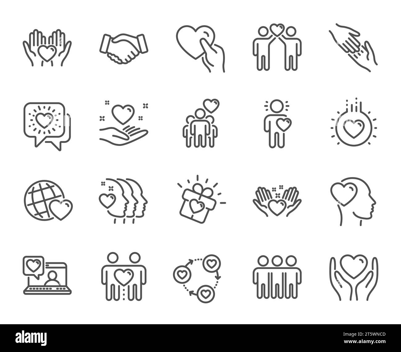 Friendship and love line icons. Interaction, Mutual understanding and ...