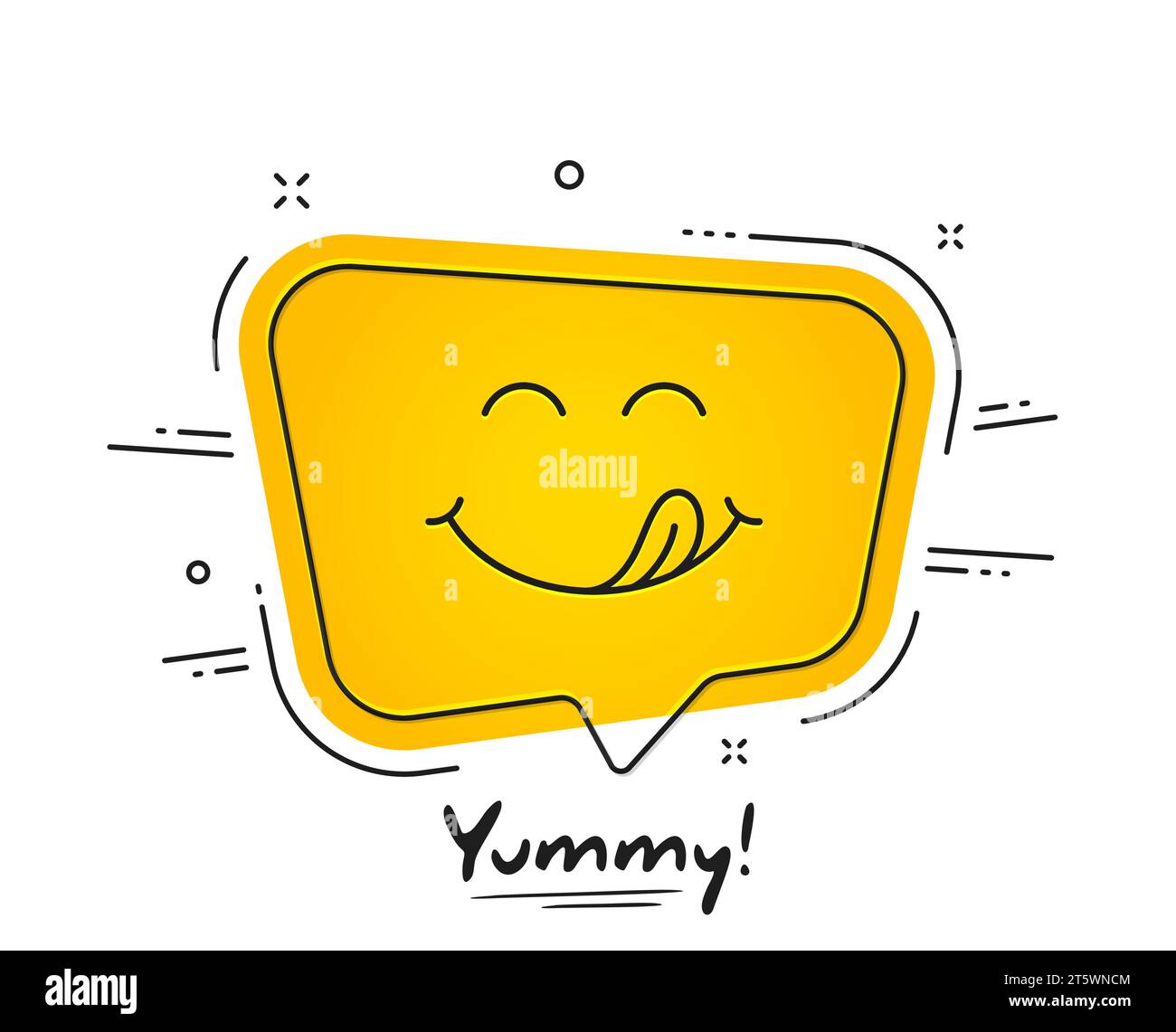 Yummy smile emoticon with tongue lick mouth. Tasty food eating emoji ...
