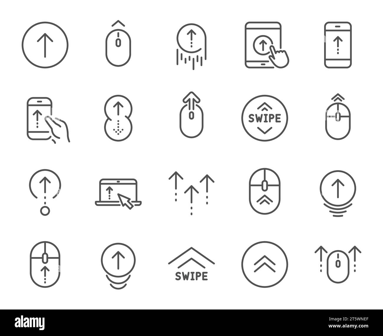 Swipe up line icons. Scrolling mouse, landing page swipe signs. Vector Stock Vector Image & Art ...