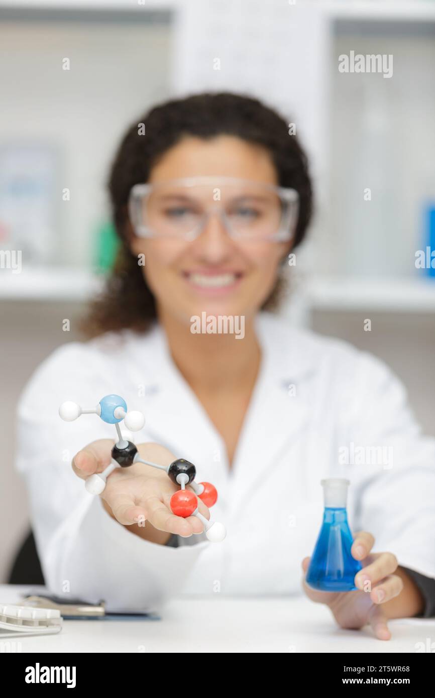 female scientist researcher with molecule model Stock Photo - Alamy