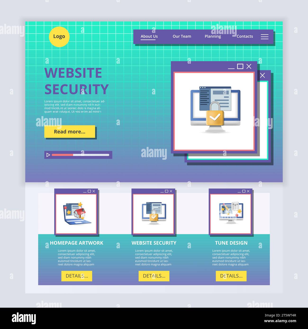 Website security flat landing page website template. Homepage artwork ...