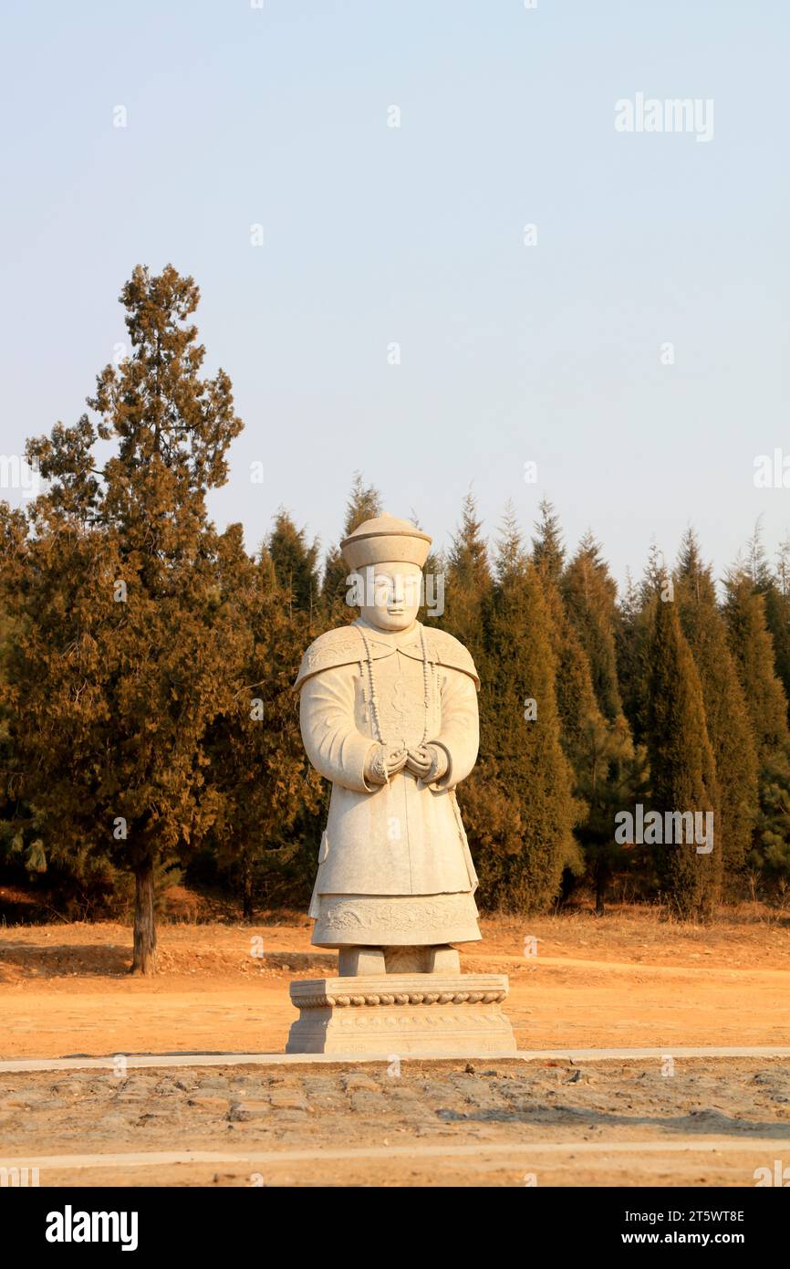 Ancient Chinese stone statues of civil servants Stock Photo - Alamy