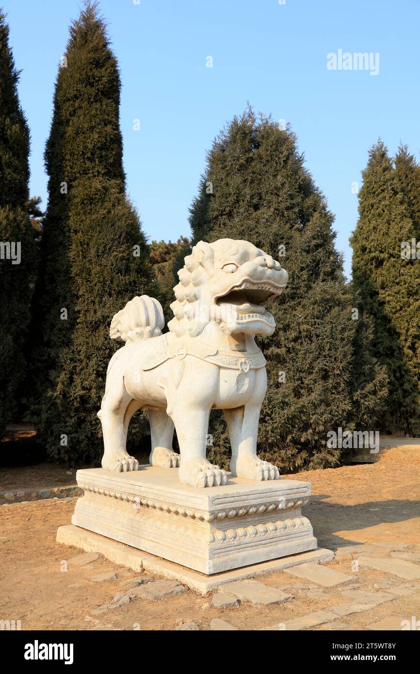 Stone lions in ancient China Stock Photo - Alamy