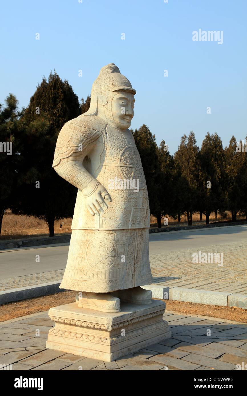 Ancient Chinese general stone carving Stock Photo - Alamy