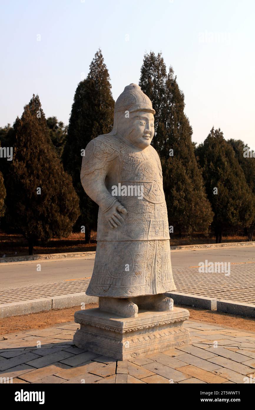 Ancient Chinese general stone carving Stock Photo - Alamy