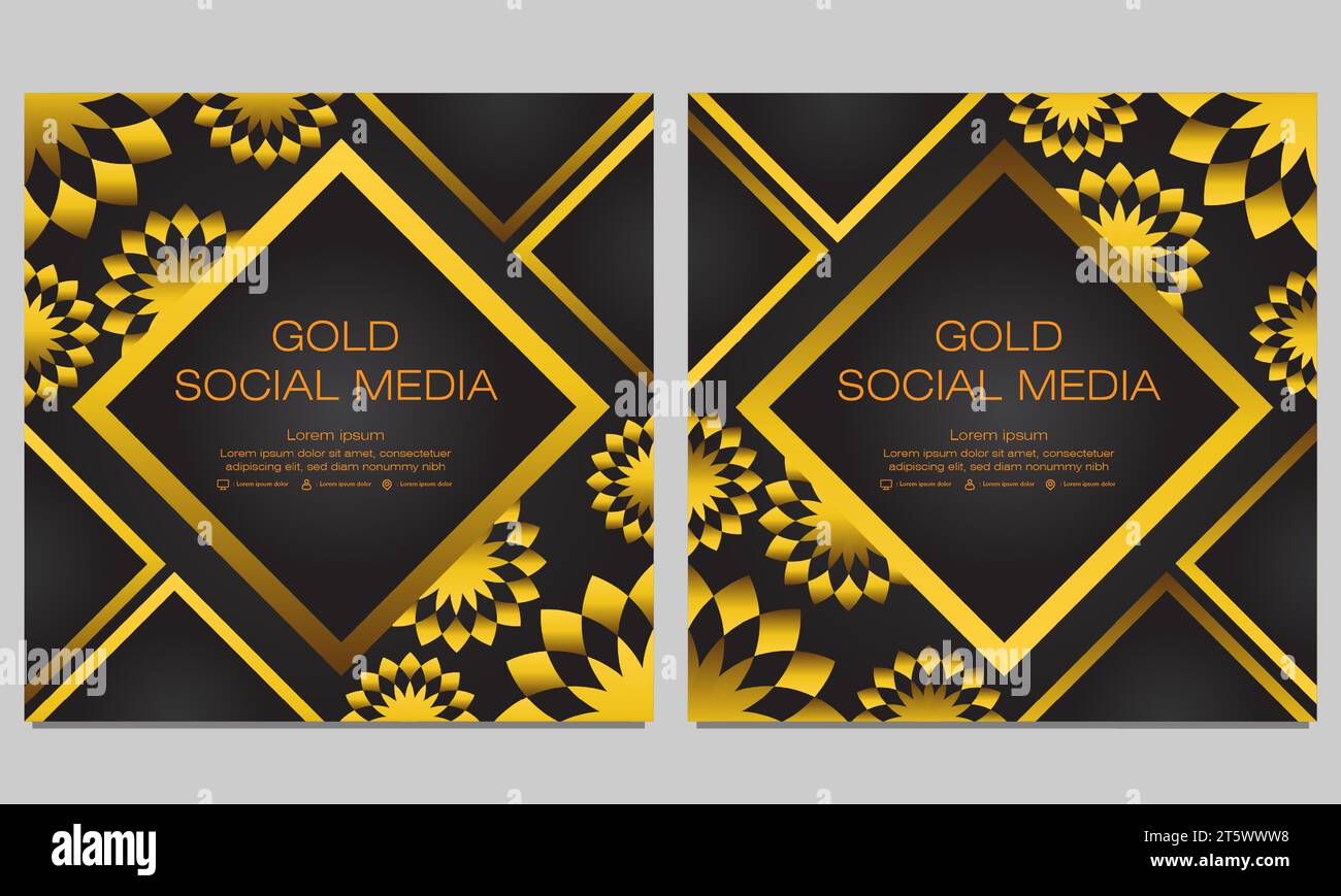 gold floral social media post template Stock Vector Image & Art - Alamy