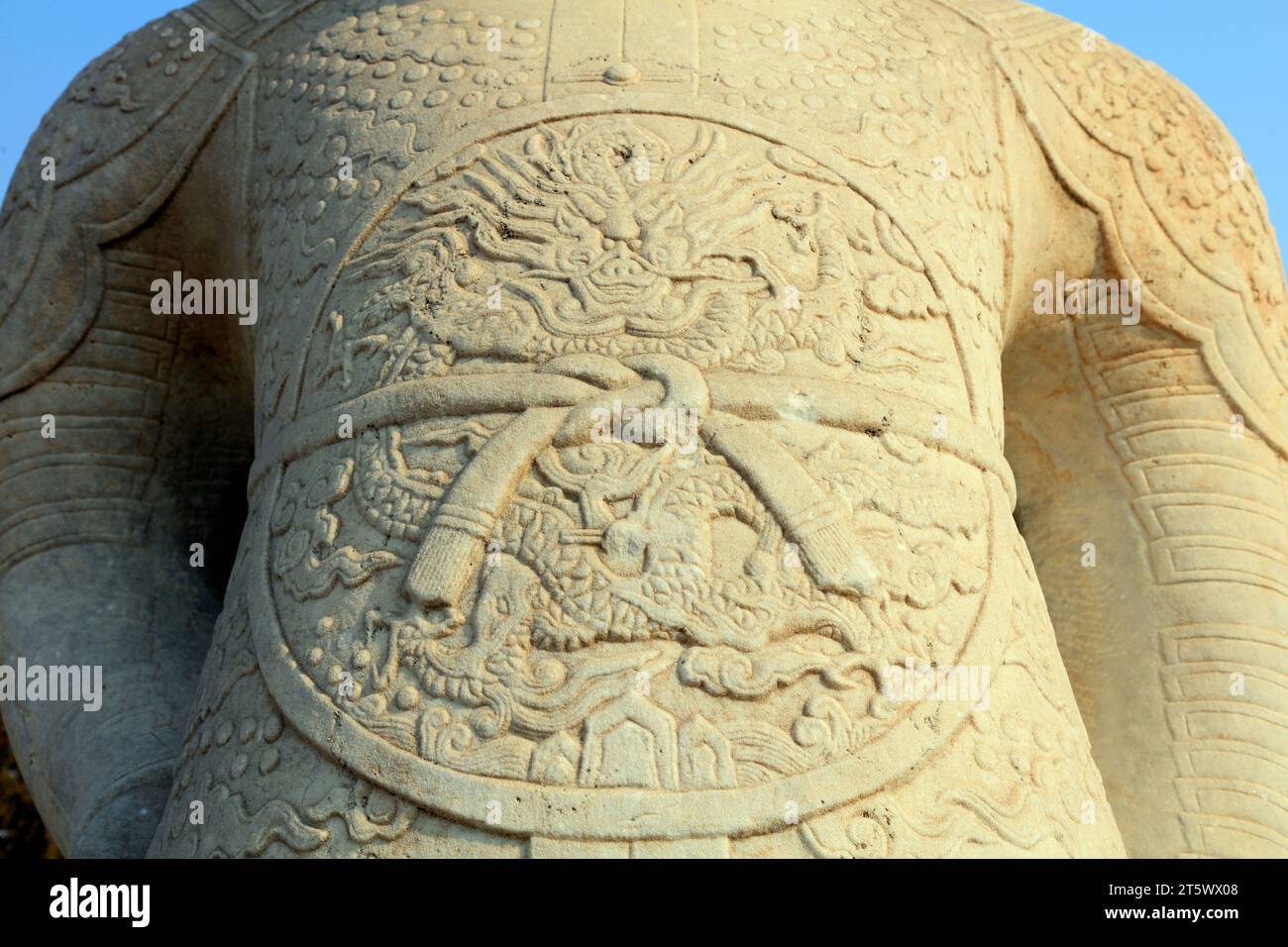 Ancient Chinese general armor pattern sculpture Stock Photo - Alamy