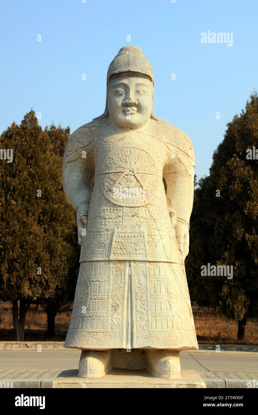 Ancient Chinese general stone carving Stock Photo - Alamy
