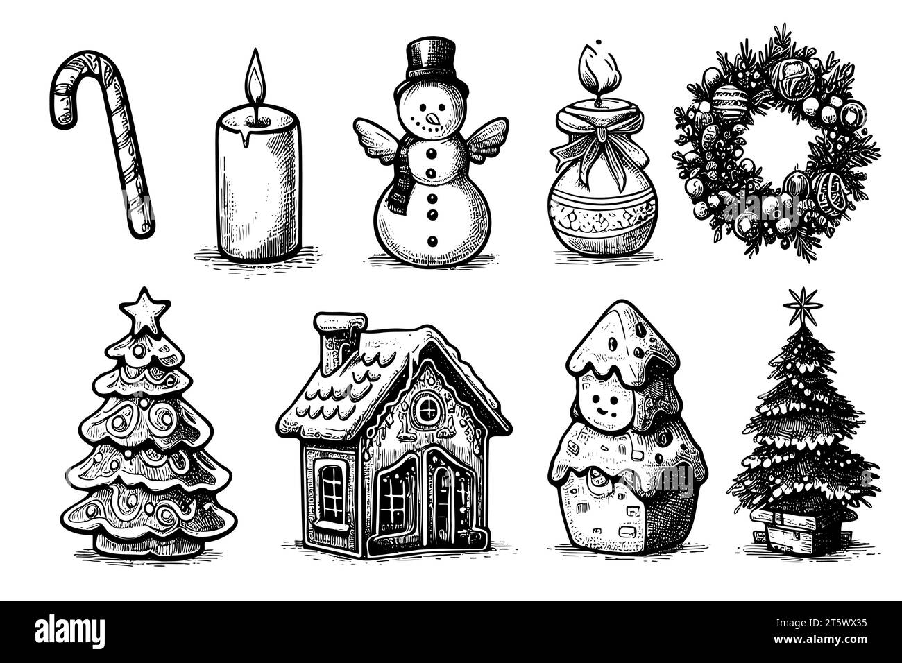 Sketch set hand drawn Christmas decor for your design Stock Vector ...