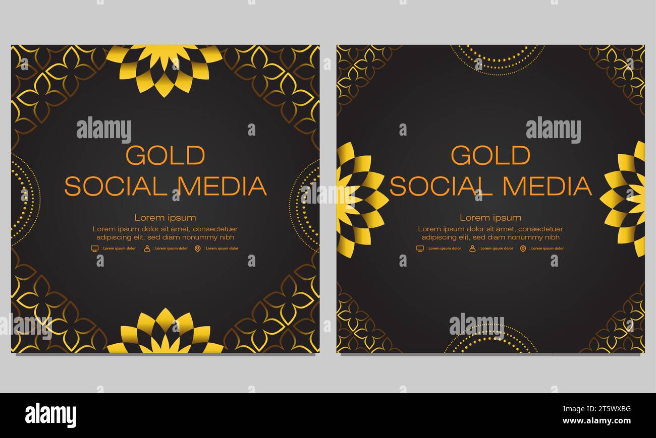 gold floral social media post template Stock Vector Image & Art - Alamy