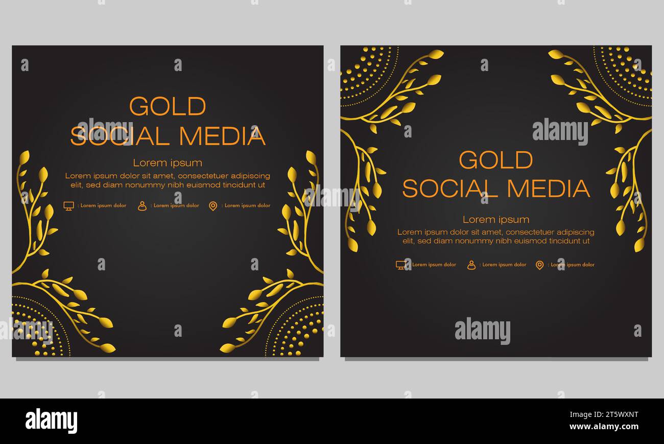 gold floral social media post template Stock Vector Image & Art - Alamy