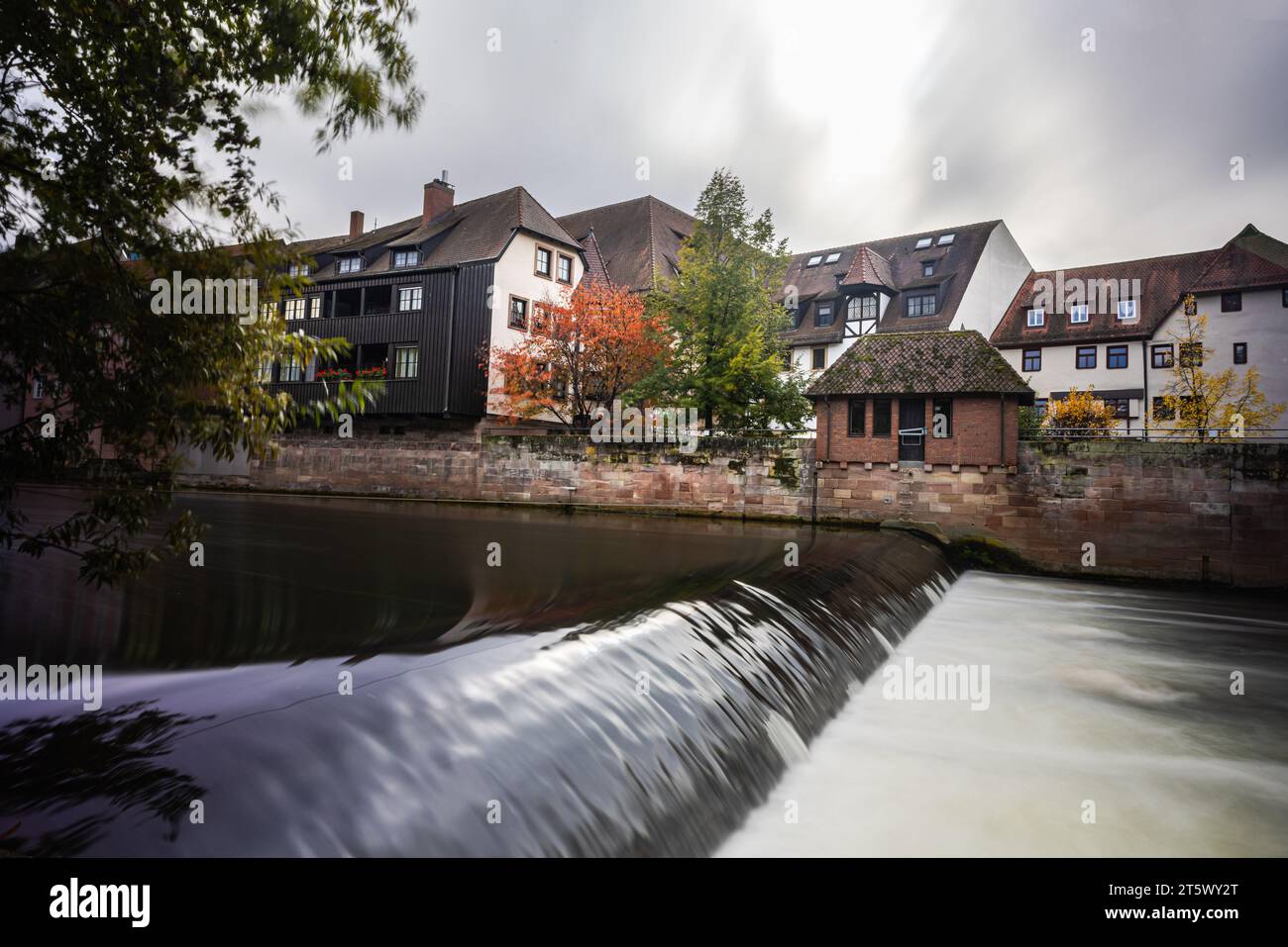 Long exposure capture of the weir near the Heubruecke or Heu Bridge on ...