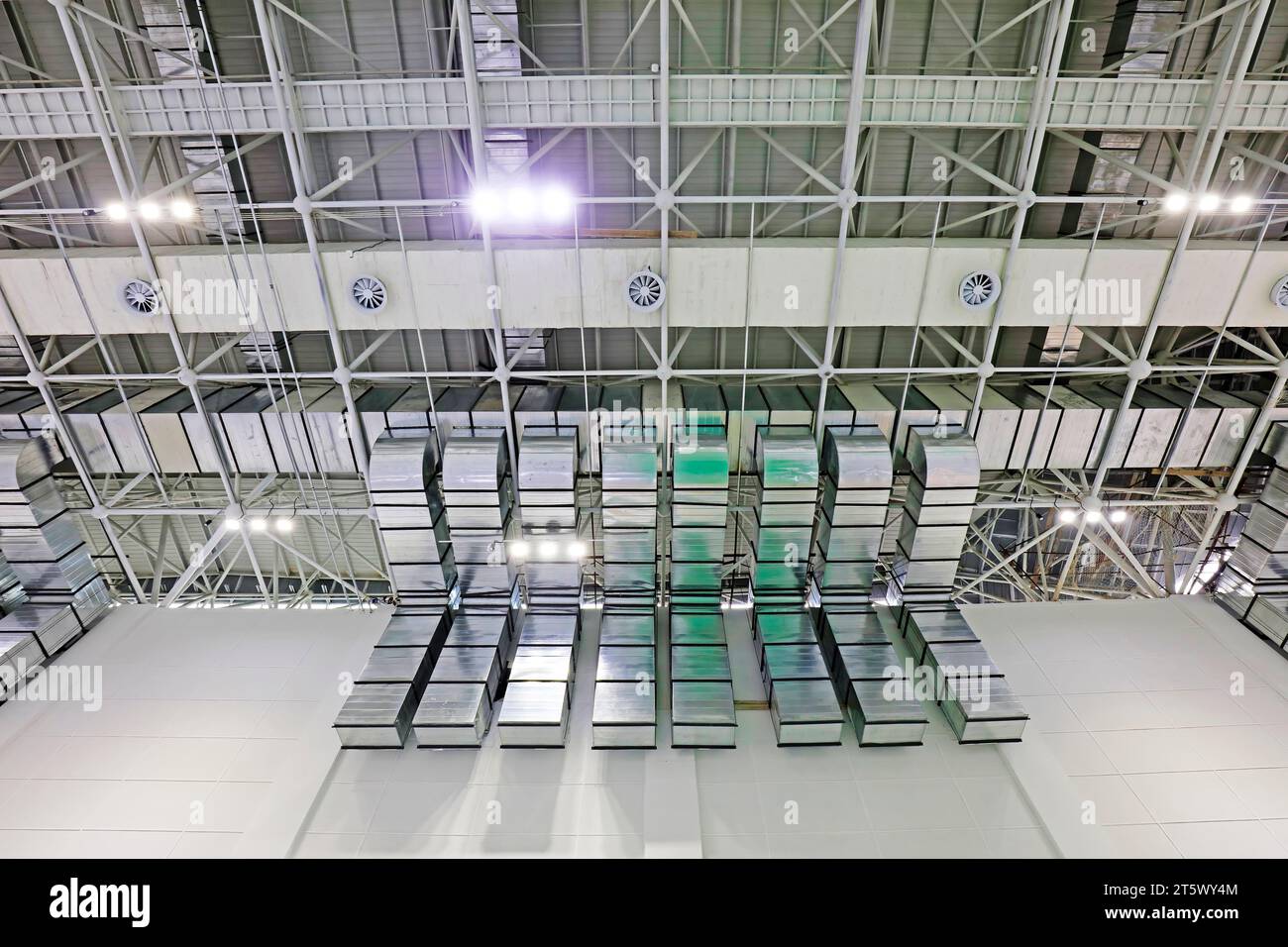 steel structure geometry construction in a hall Stock Photo - Alamy