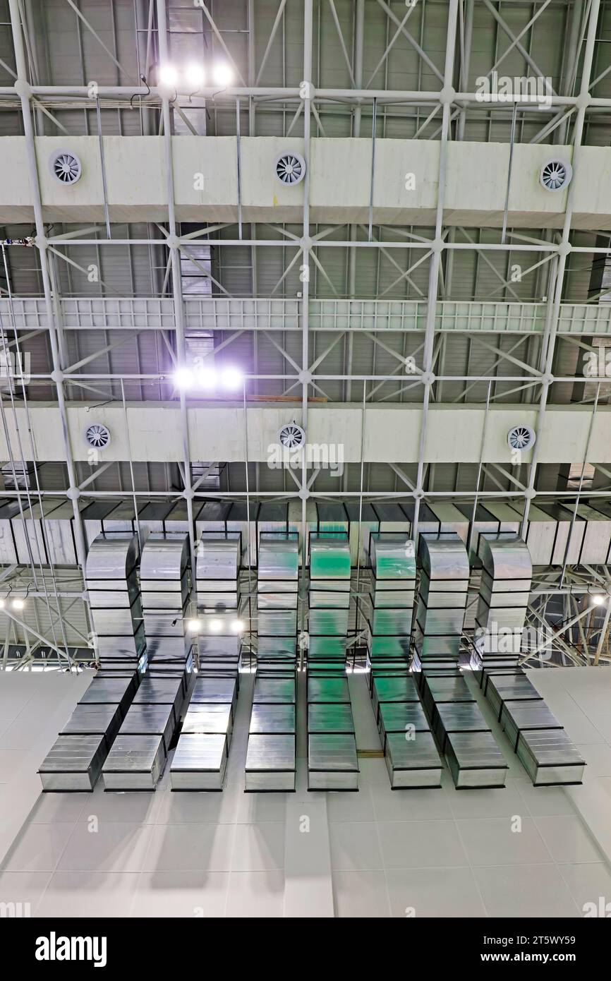 steel structure geometry construction in a hall Stock Photo - Alamy