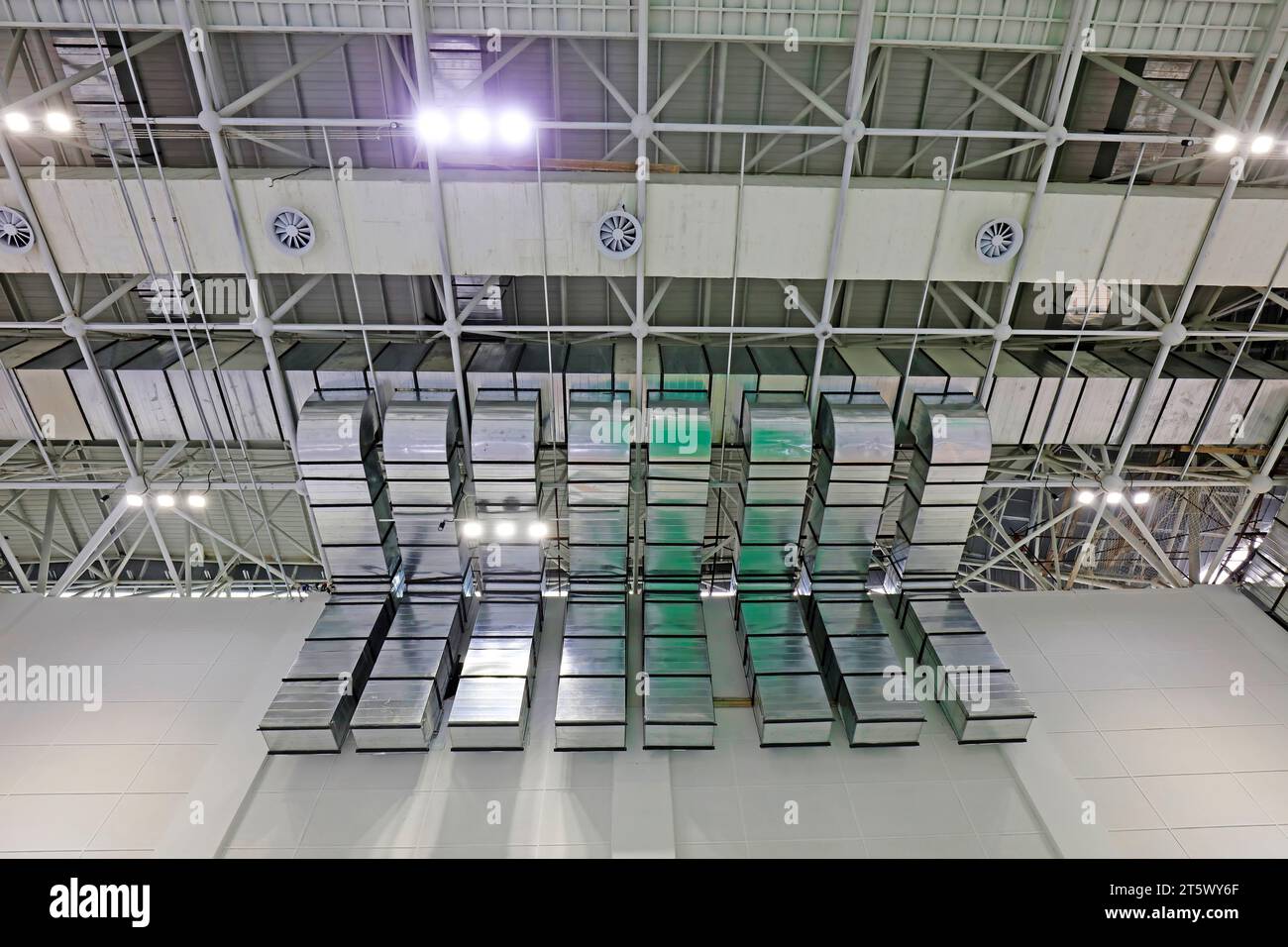 steel structure geometry construction in a hall Stock Photo - Alamy