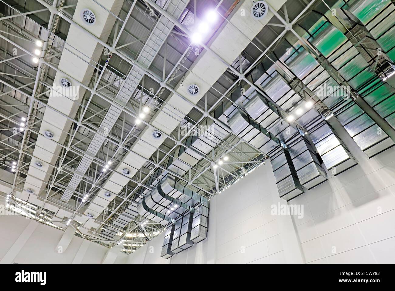 steel structure geometry construction in a hall Stock Photo - Alamy