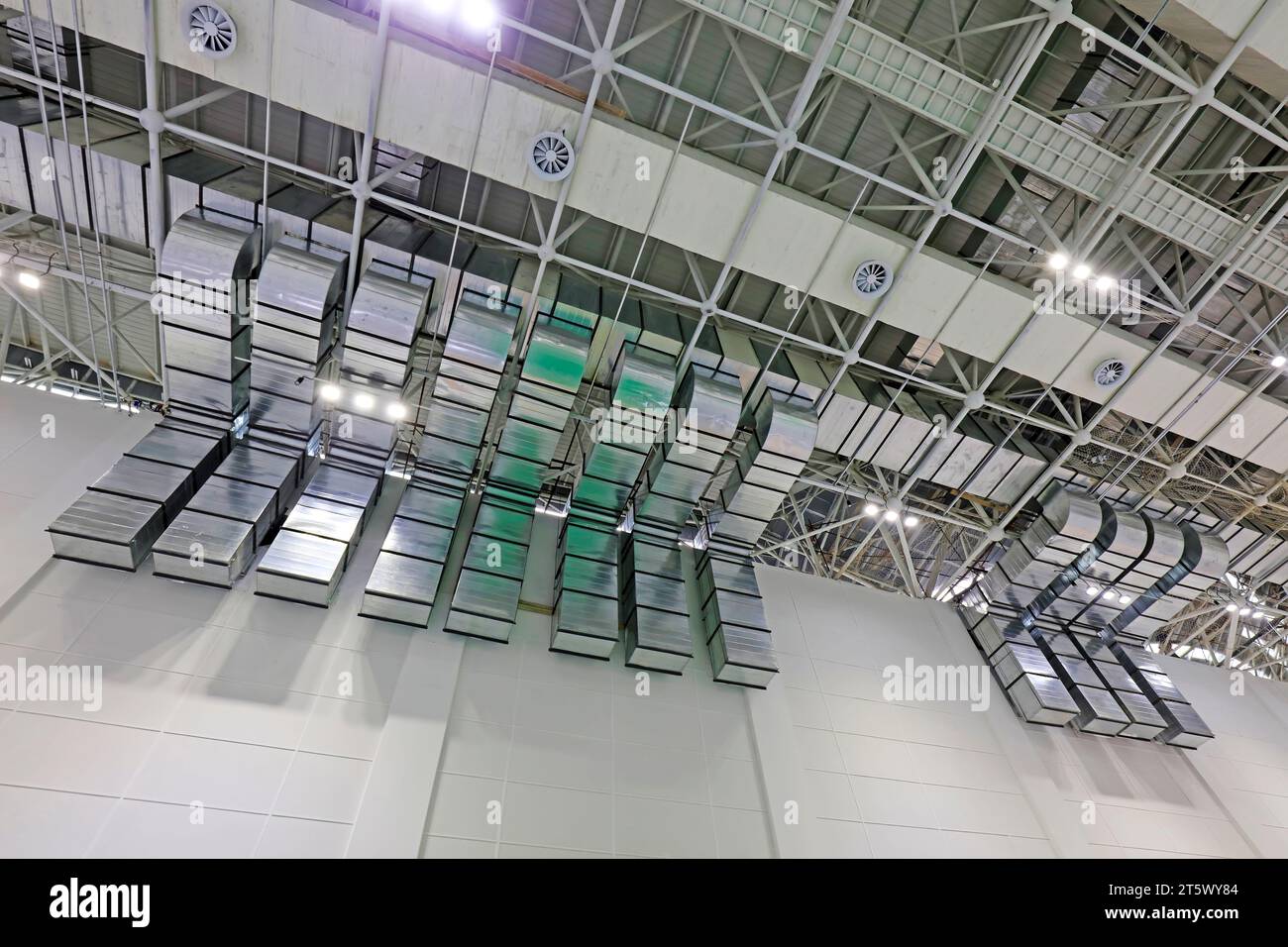 steel structure geometry construction in a hall Stock Photo - Alamy
