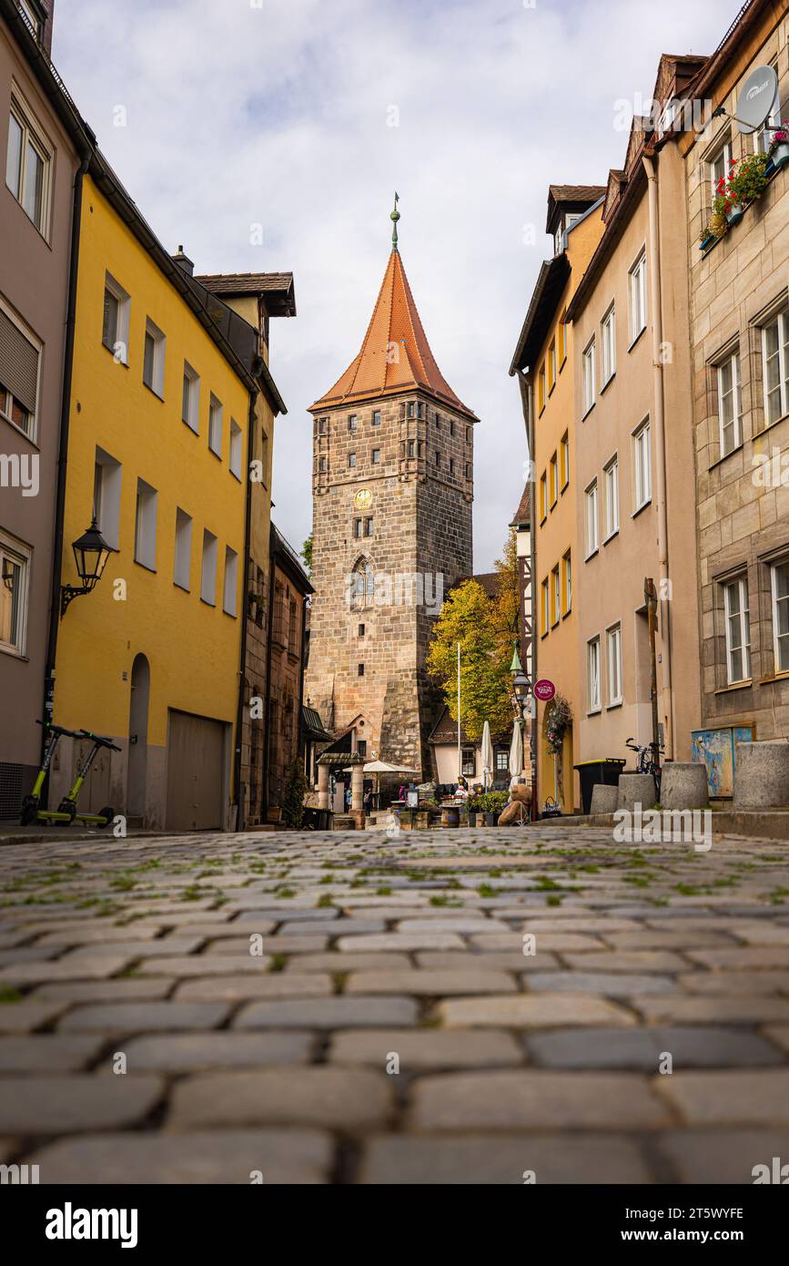 Nuremberg, Germany - October 25, 2023: The tower of the Tiergärtnertor ...
