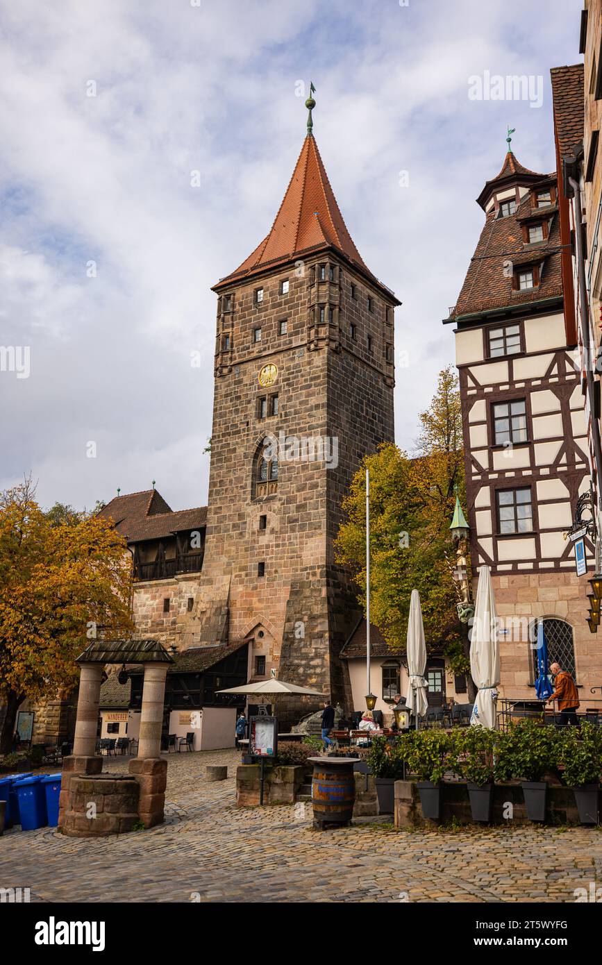 Nuremberg, Germany - October 25, 2023: The tower of the Tiergärtnertor ...