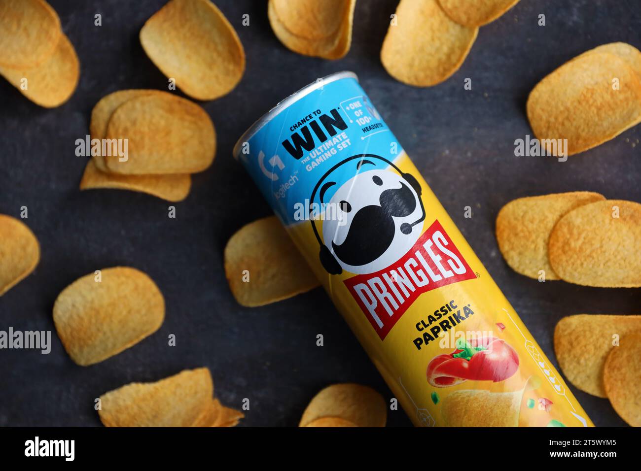 KYIV, UKRAINE - 4 MAY, 2023: Pringles tube of chips with rare classic ...