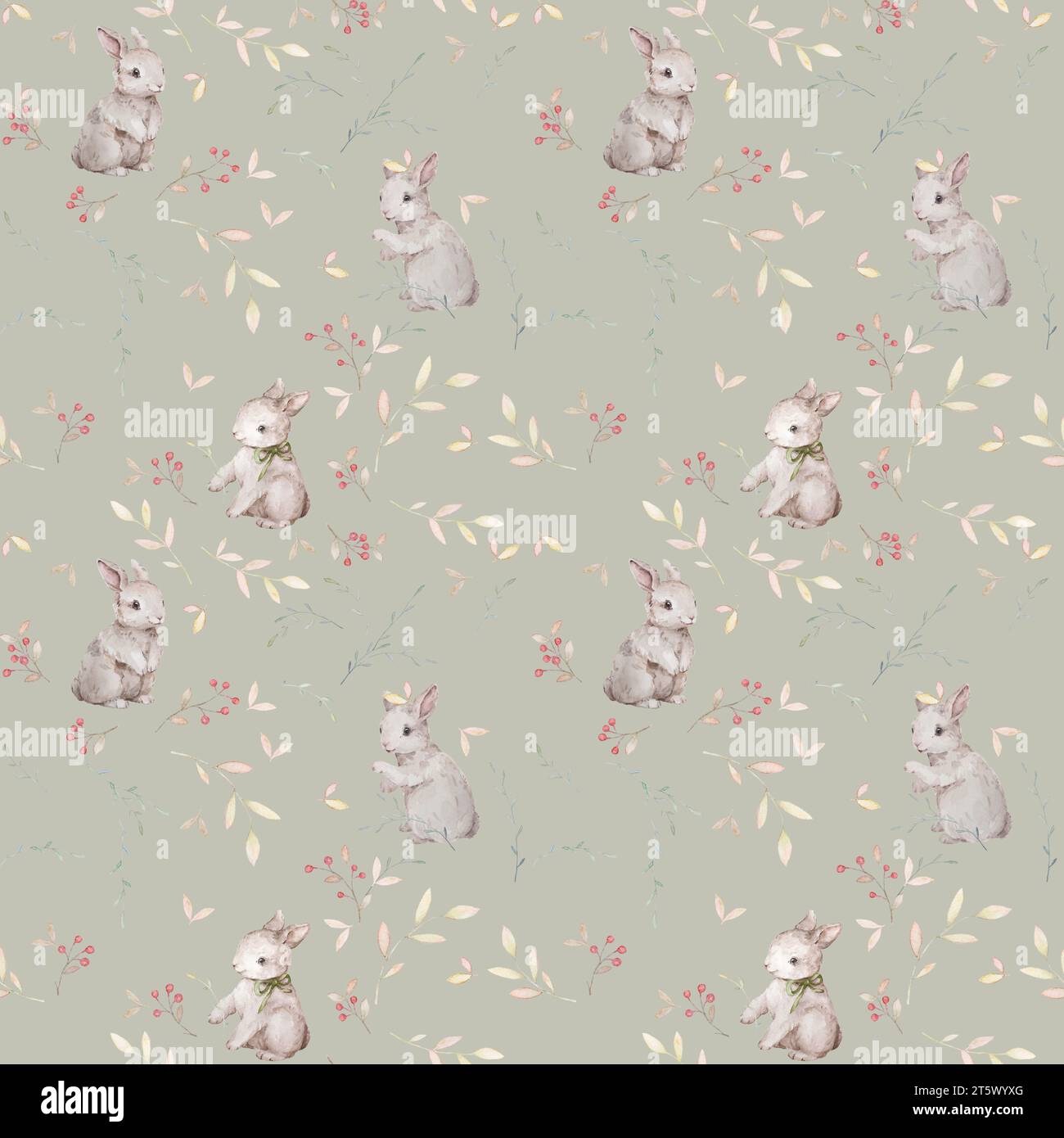 Rabbit Seamless Pattern, Forest Animals Wallpaper, Woodland Animals ...
