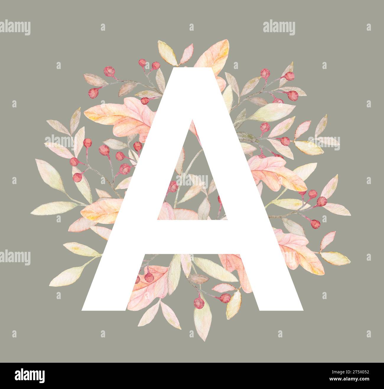 Fall Big Letters A Clipart. Fall Monogram Illustration. Watercolor ...