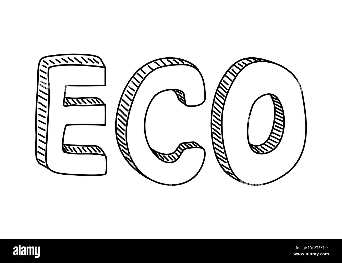 Word Eco hand drawn lettering, vector illustration Stock Vector Image ...