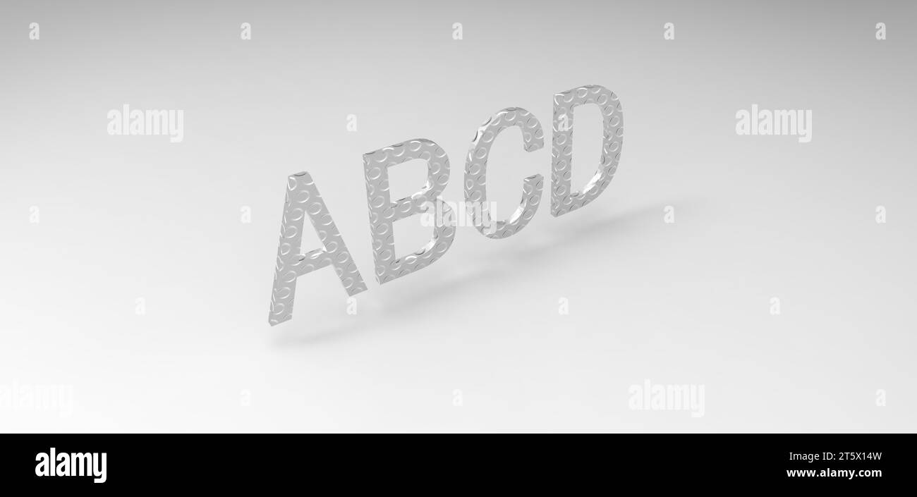 3D font "ABCD" in white background, computer generated images Stock ...