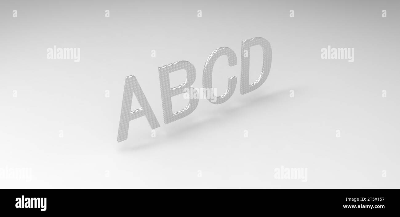 3D font "ABCD" in white background, computer generated images Stock ...