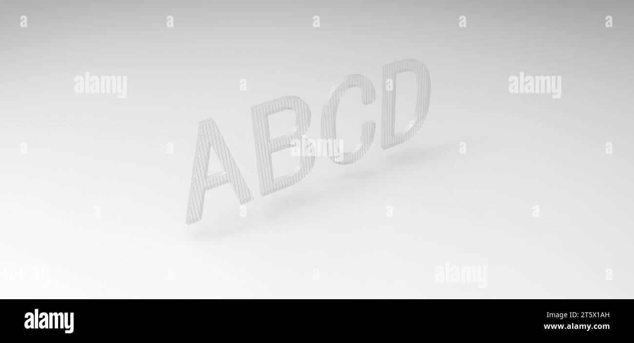 3D font "ABCD" in white background, computer generated images Stock ...