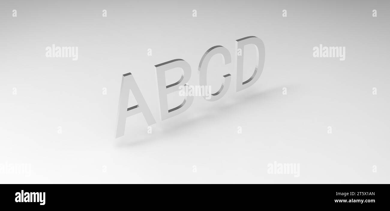 3D font "ABCD" in white background, computer generated images Stock ...