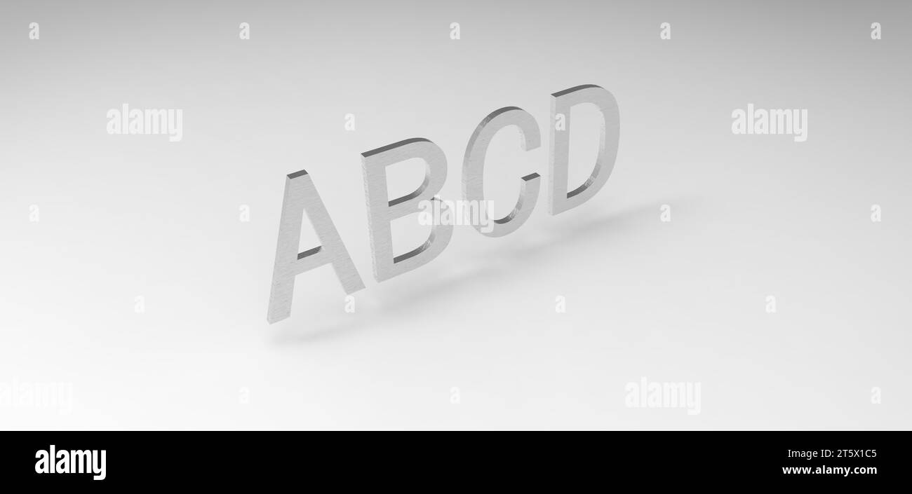 3D font "ABCD" in white background, computer generated images Stock ...