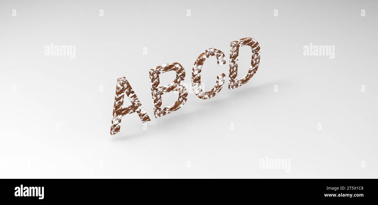 3D font "ABCD" in white background, computer generated images Stock ...