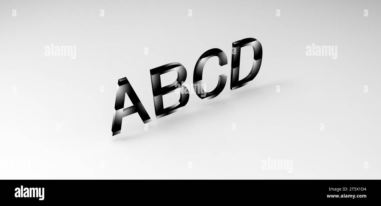 3D font "ABCD" in white background, computer generated images Stock ...