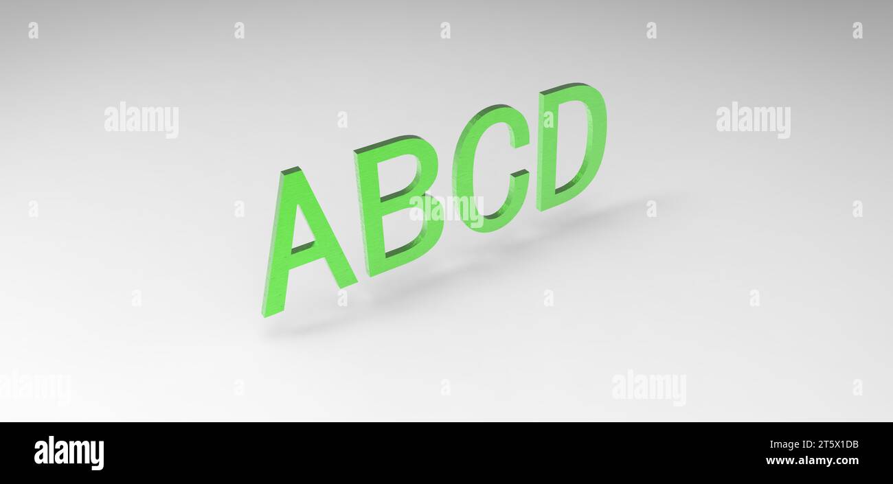 3D font "ABCD" in white background, computer generated images Stock ...