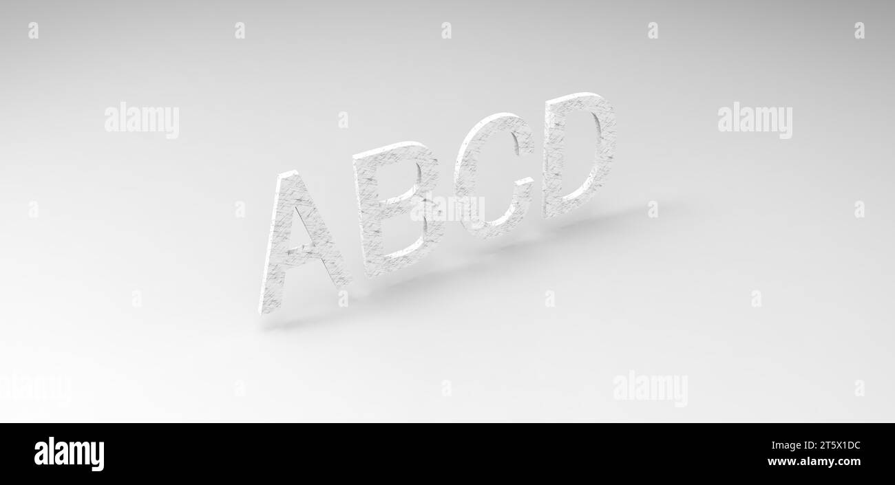 3D font "ABCD" in white background, computer generated images Stock ...