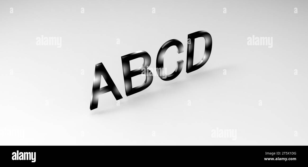3D font "ABCD" in white background, computer generated images Stock ...