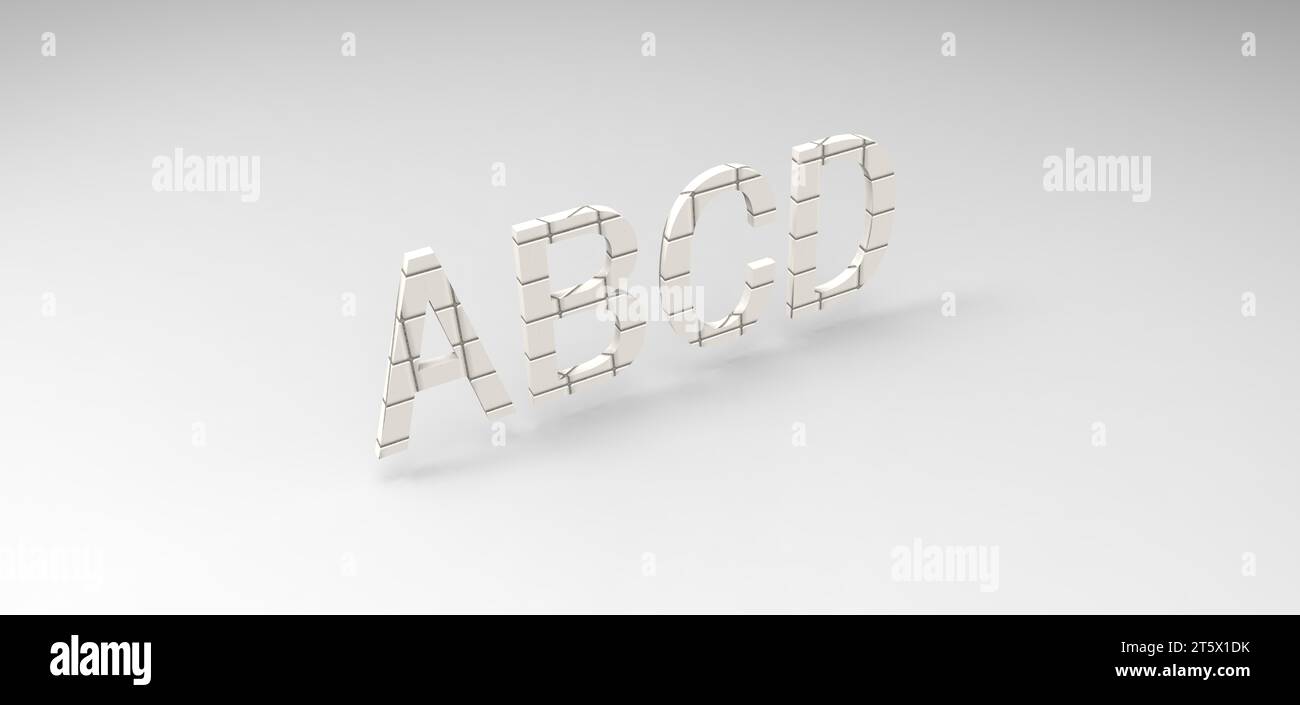 3D font "ABCD" in white background, computer generated images Stock ...