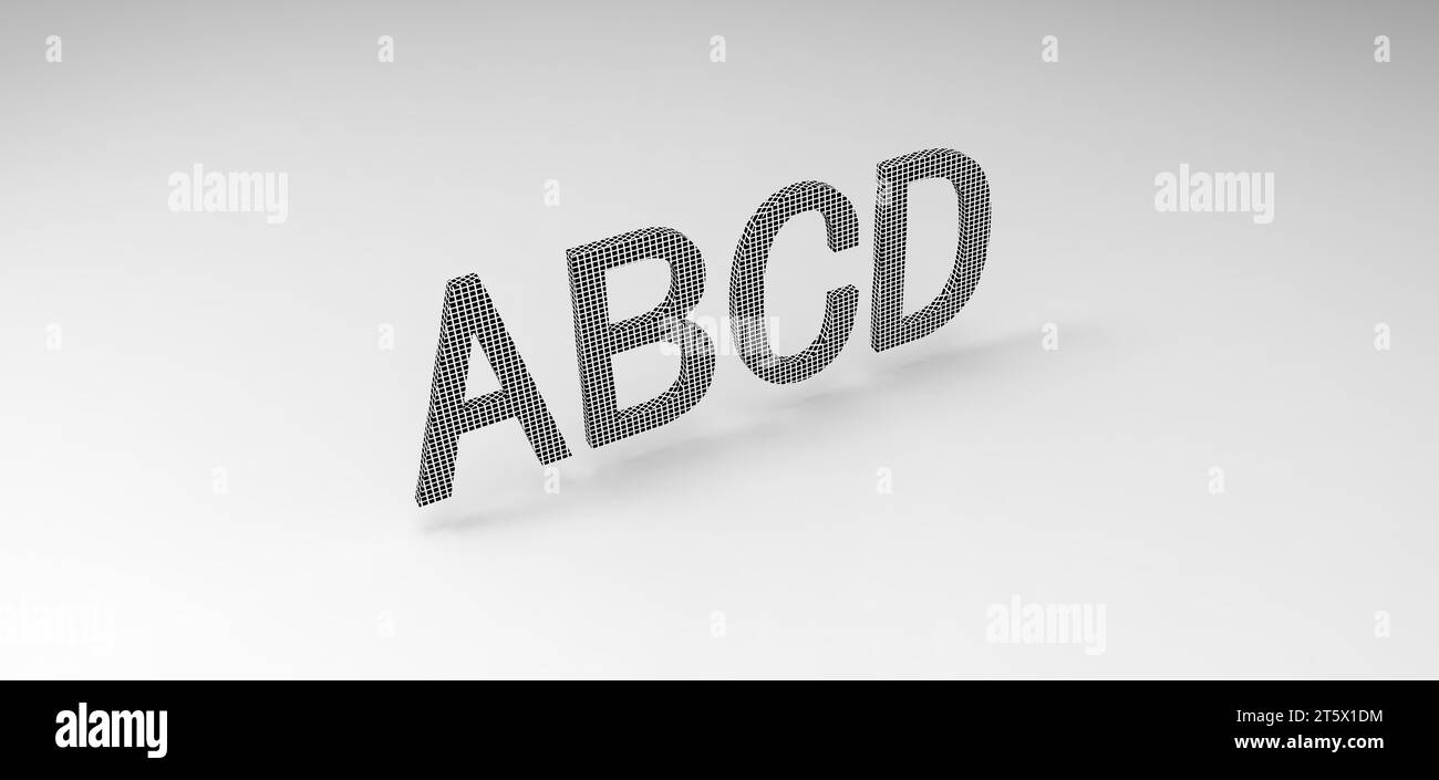 3D font "ABCD" in white background, computer generated images Stock ...