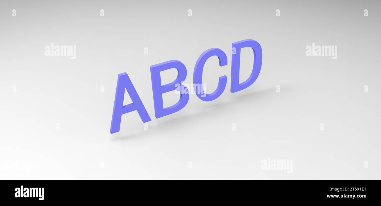 3D font "ABCD" in white background, computer generated images Stock ...