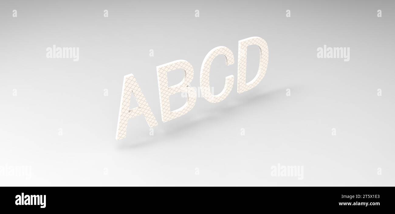 3D font "ABCD" in white background, computer generated images Stock ...