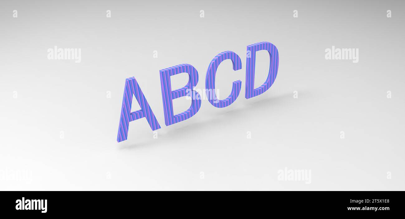3D font "ABCD" in white background, computer generated images Stock ...
