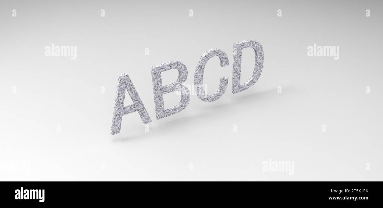 3D font "ABCD" in white background, computer generated images Stock ...