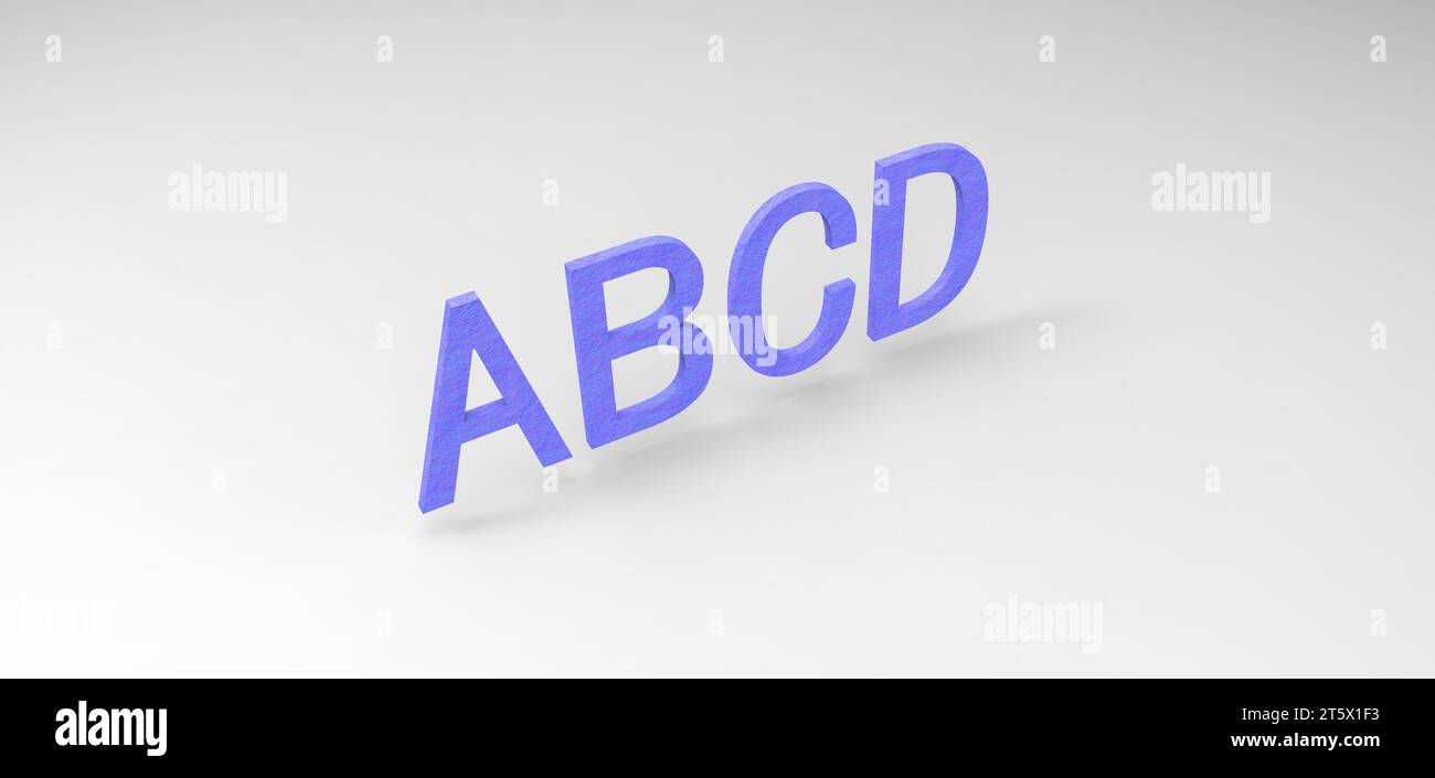 3D font "ABCD" in white background, computer generated images Stock ...
