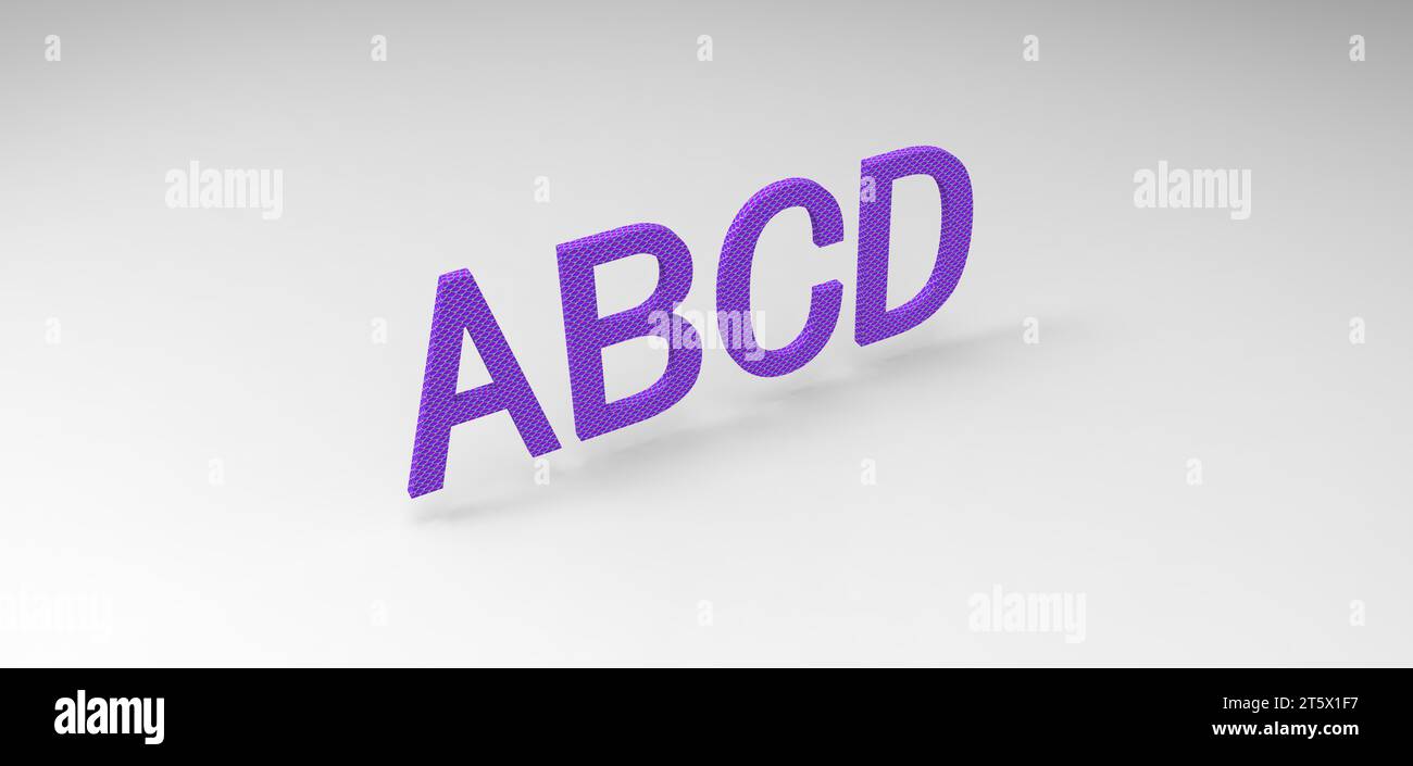3D font "ABCD" in white background, computer generated images Stock ...