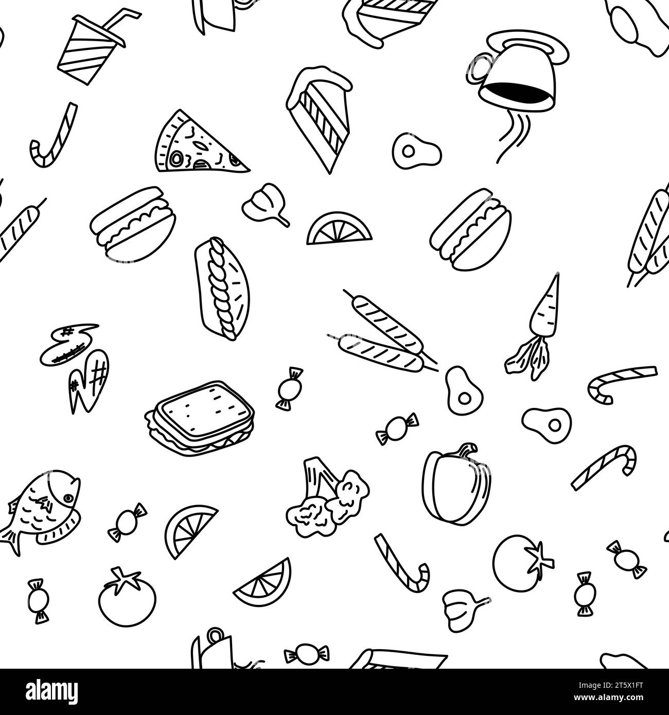 Vector, seamless pattern with food doodles Stock Vector Image & Art - Alamy