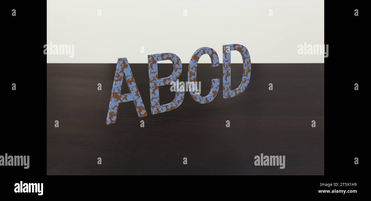 3D font "ABCD" in white background, computer generated images Stock ...